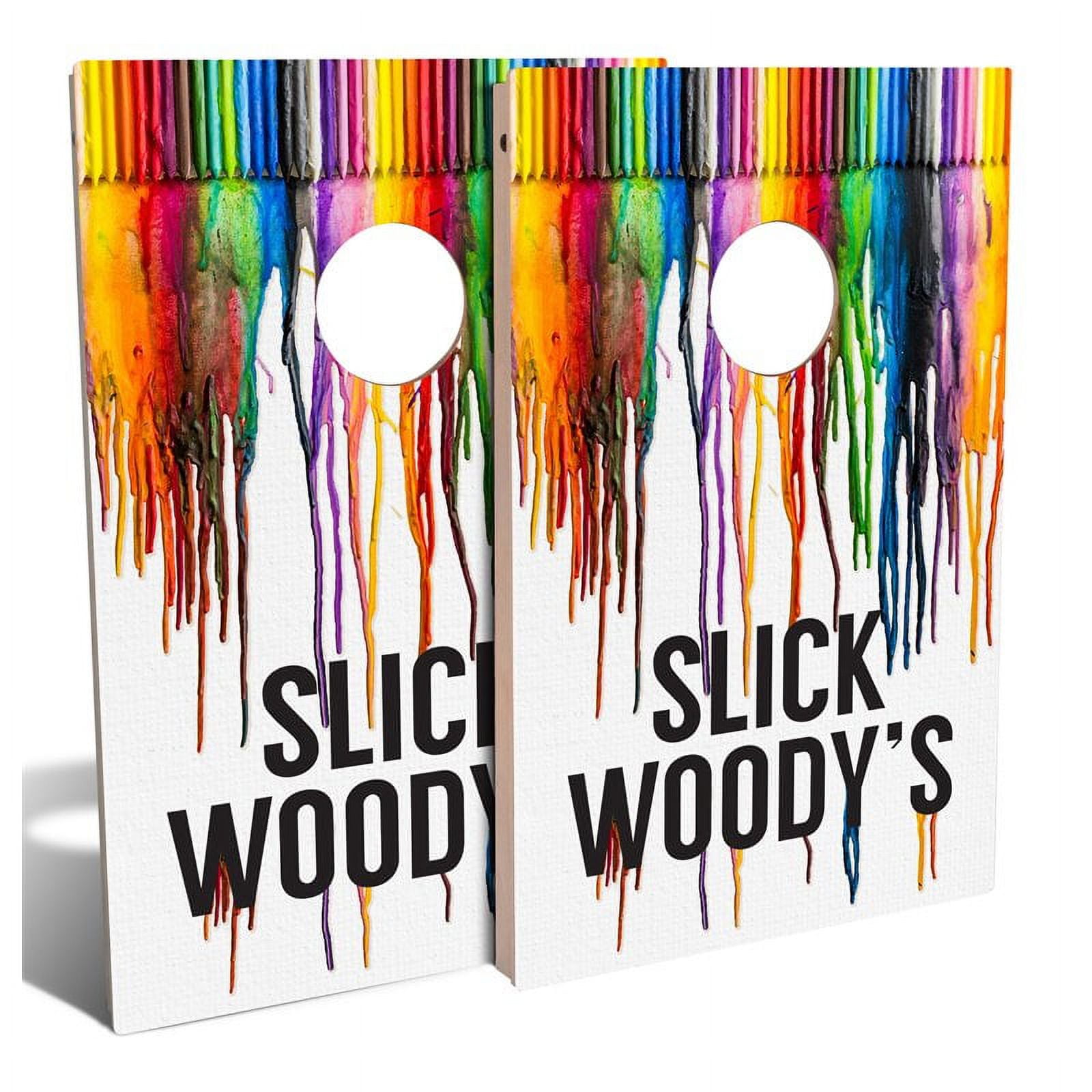 Slick Woody's Tailgate Crayon Drip Cornhole Board Set in Multi-Color (8 ...