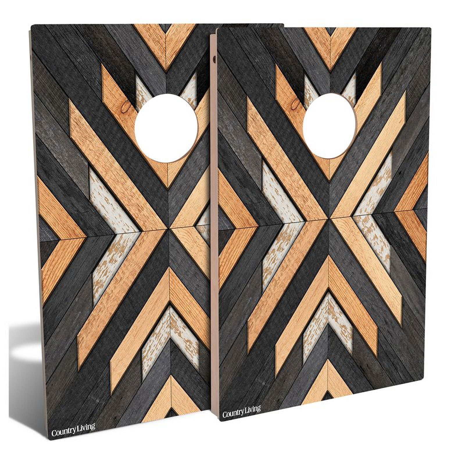 Slick Woody's Tailgate Weathered Chevron Cornhole Board Set in Black (8 ...