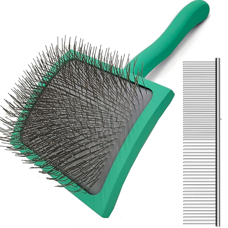 Slicker Ergonomic Wooden-Handle Long-Pin Brush for Poodles ...