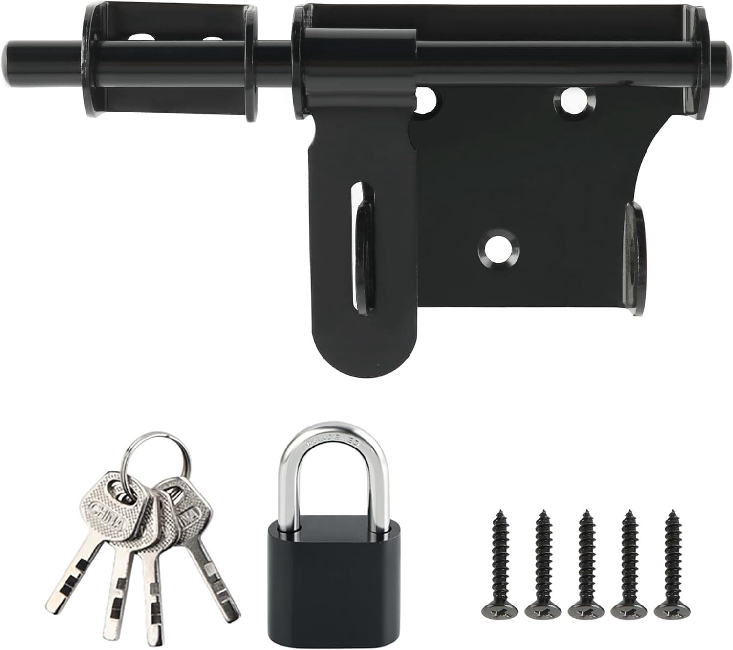 Slide Bolt Gate Latch with Padlock Set,Heavy Duty Barrel Bolts Safety ...