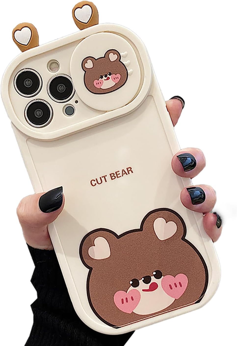 Slide Camera Cover Animal Ears Cat Bear Frog Phone Case Compatible with ...