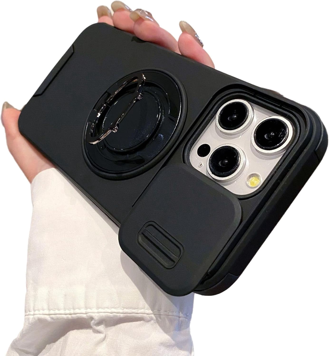 Slide Camera Protect Solid Color Ring Bracket Magnetic Phone Case for ...