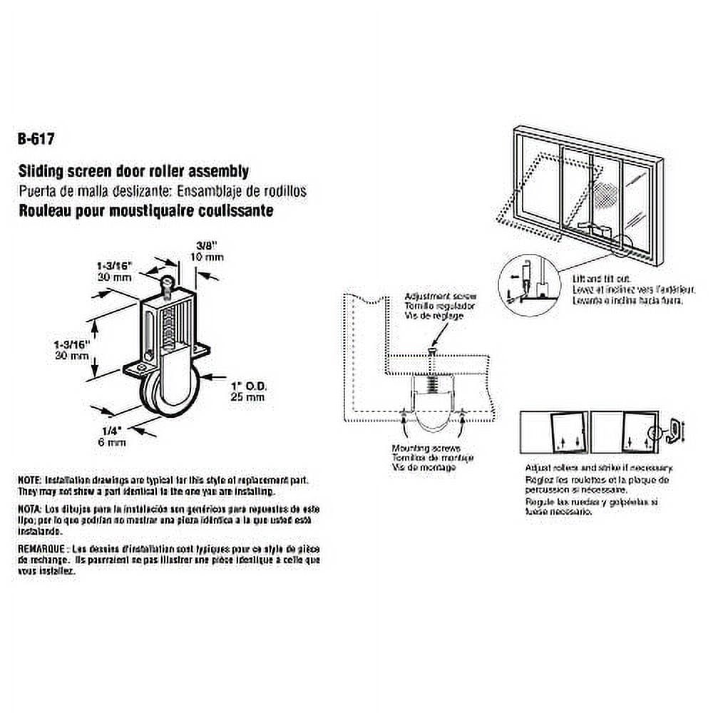 Slide-Co 11658 1 In. Nylon Spring-Loaded Rollers for Sliding Screen ...