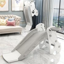 Gymax 2 Step Children Folding Slide w/ Basketball Hoop For Kids Indoor ...