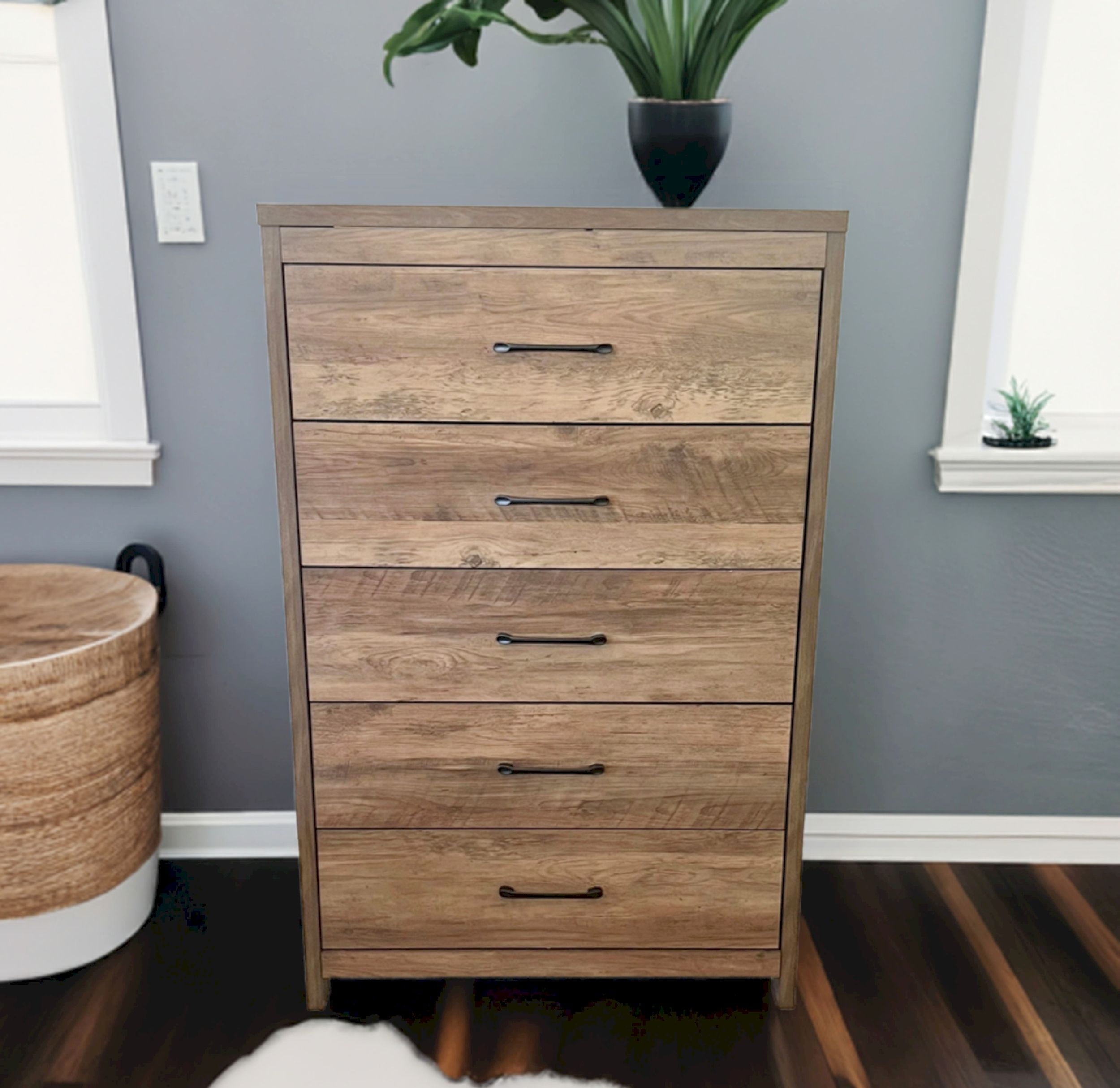 Slide Logic Contemporary 5-Drawer Upright Dresser, Pine - Walmart.com
