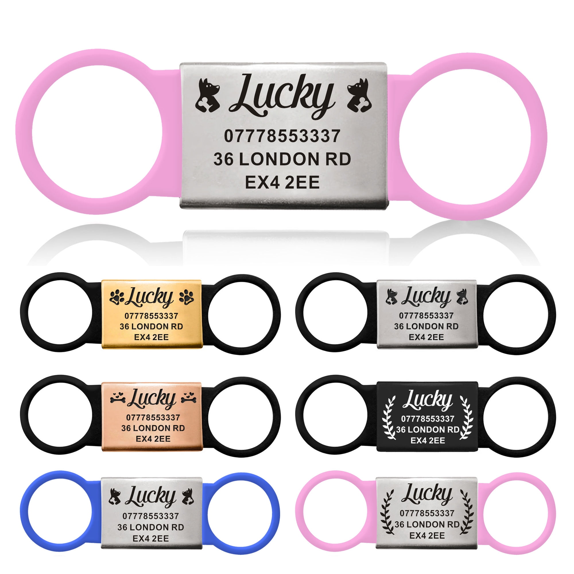 Slide-On Pet ID Tags, Personalized Engraved Dog & Cat Tags, Custom ...