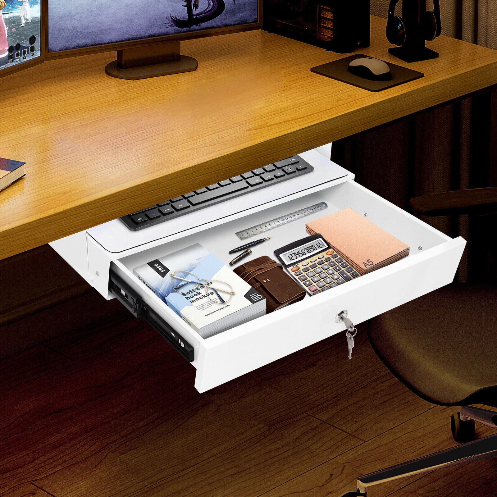 Slide Out Cabinet Drawer Pull Out Under Desk Drawer For Office With ...