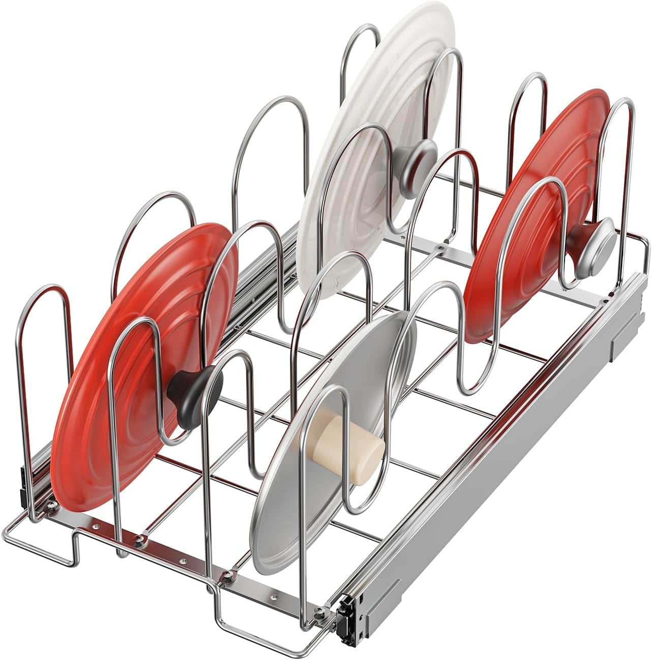 Slide Out Pan and Pot Lid Organizer for Cabinet, Kitchen Pull Out Pot ...