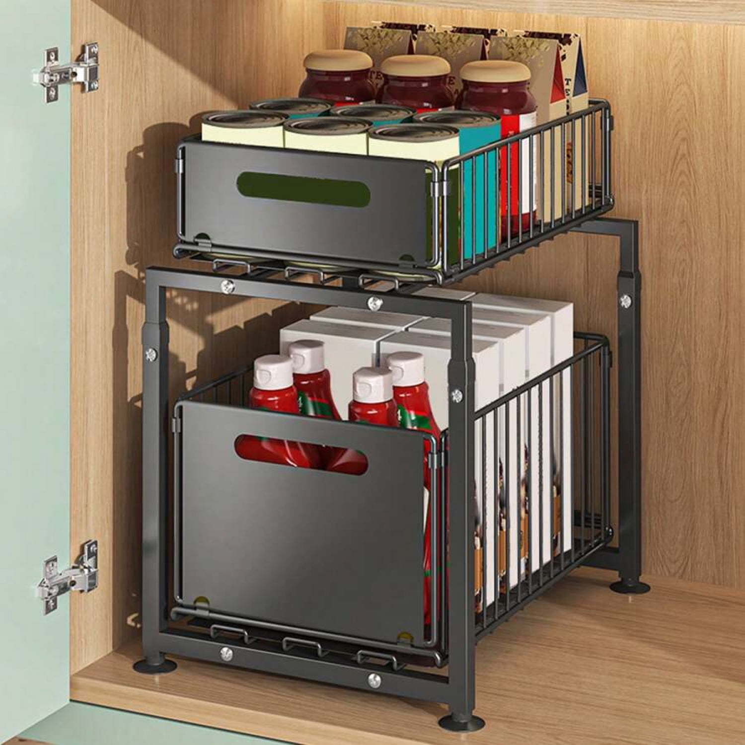 Slide-Out Storage Rack Under Sink,New Kitchen Pull-Out Storage Basket ...