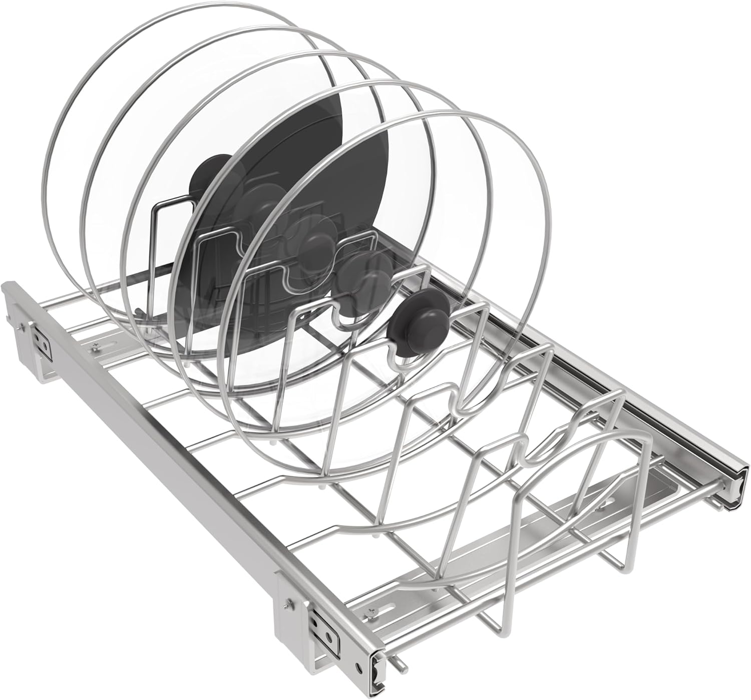 Slide Out Pan and Pot Lid Organizer For Under Cabinet, Wire Dividers ...