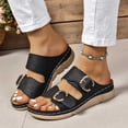 Slide Sandals for Women Summer Casual Buckle Peep Toe Plus Size Shoes ...