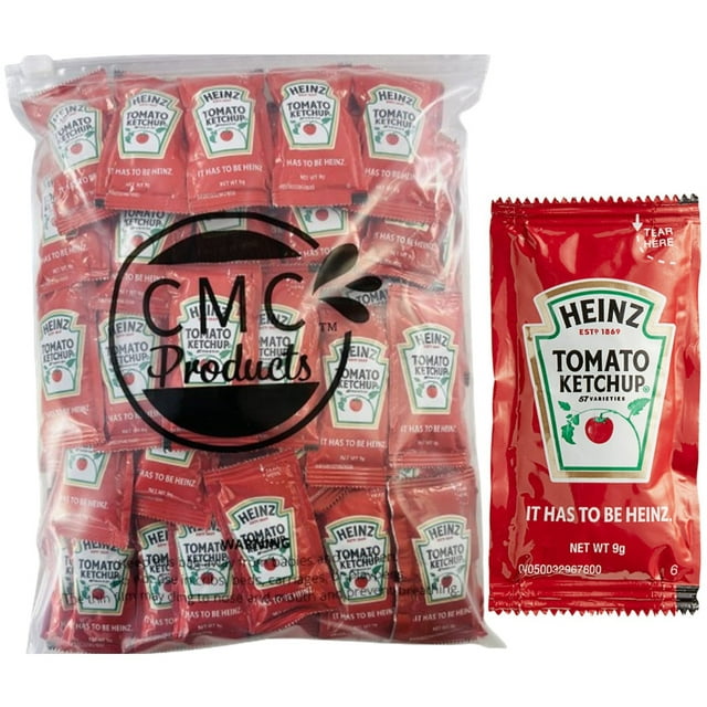 Slide Seal Bag of 100 Heinz 9g Ketchup Condiment Packs Condiment Packs ...