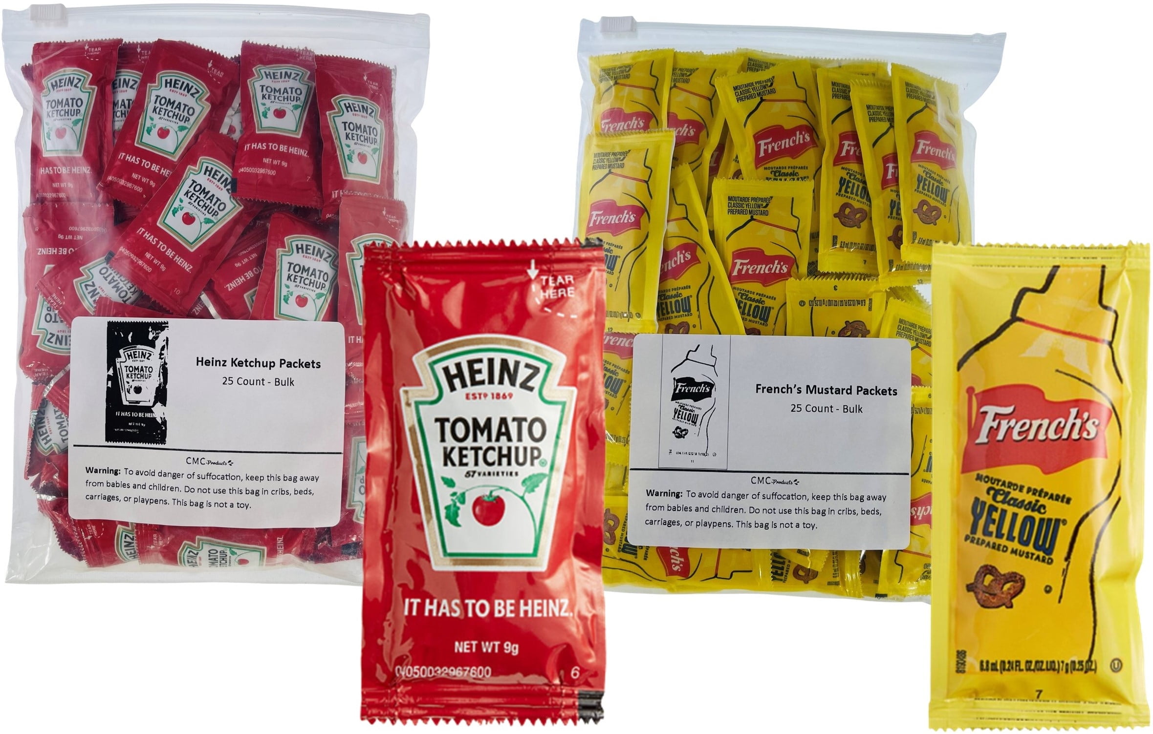 Heinz Ketchup & French's Mustard Combo Pouch - 50 Single Serve Packets ...