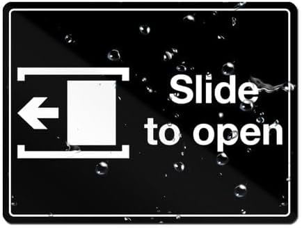 Slide To Open Left Arrow Sign 8"X6" Black White Acrylic - Self Stick ...
