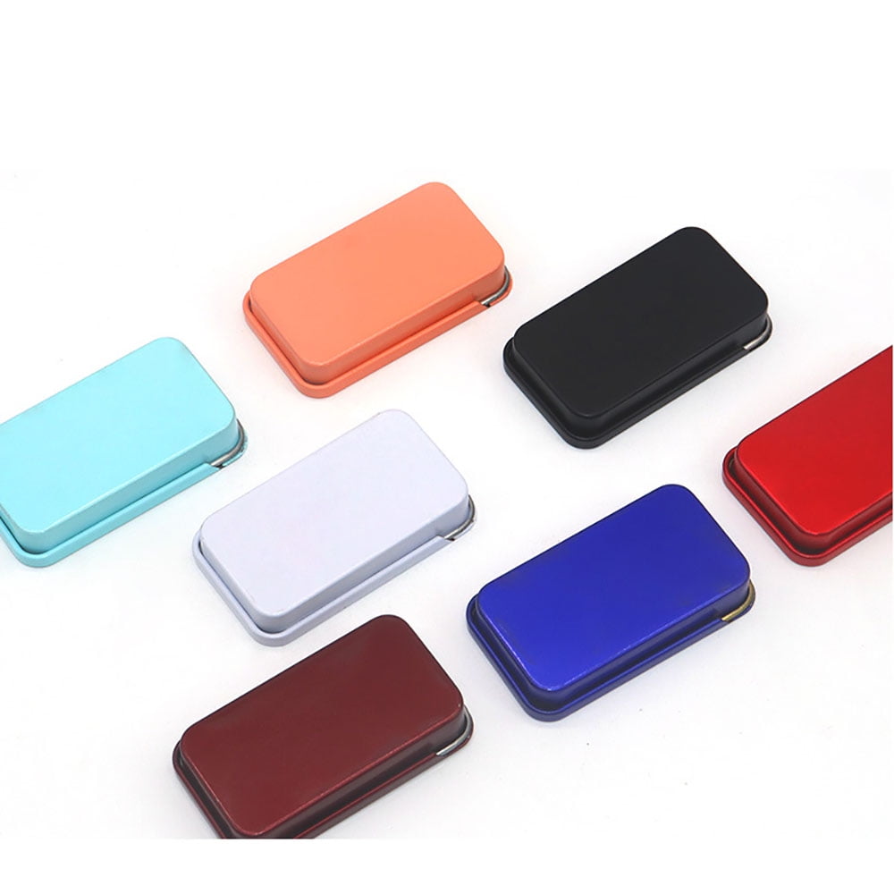 Slide Top Rectangular Metal Tin Container Empty Mini Storage Boxes ...