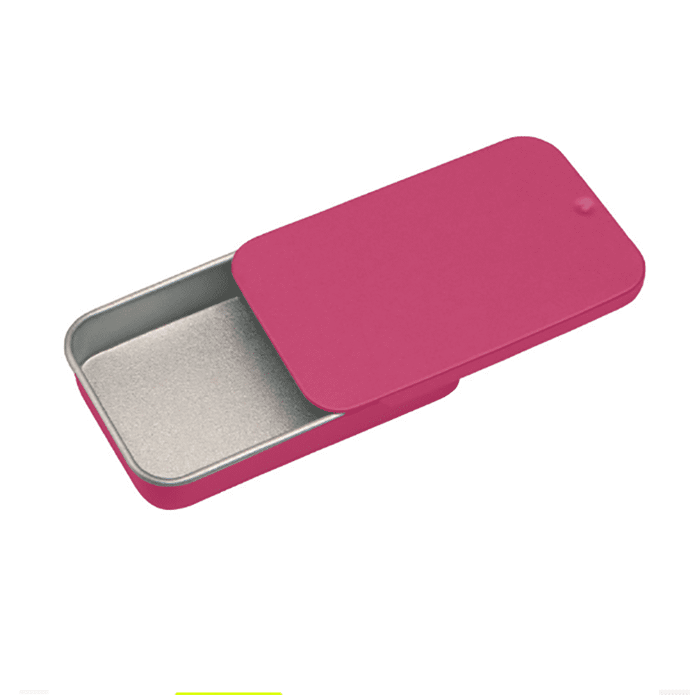 Slide Top Rectangular Metal Tin Container Empty Mini Storage Boxes ...