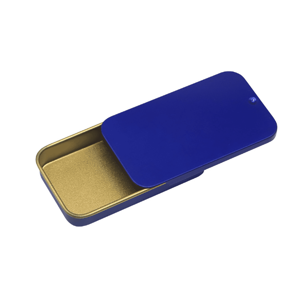Slide Top Rectangular Metal Tin Container Empty Mini Storage Boxes ...