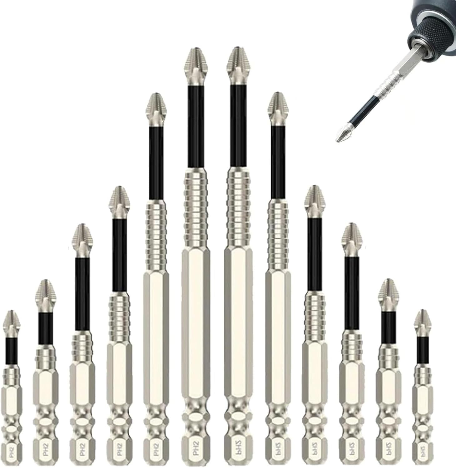 Slideach Magnetic Screwdriver Bits, 2-Pack High Magnetic Screwdriver ...