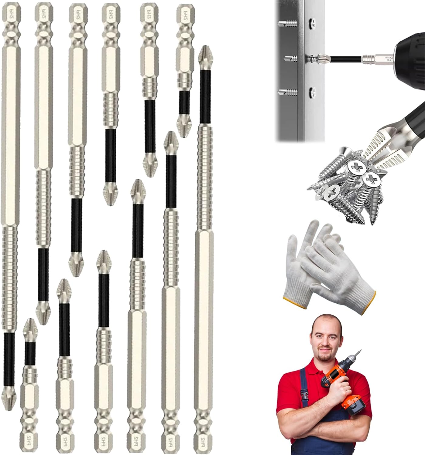Slideach Magnetic Screwdriver Bits, High-Magnetic Screwdriver Drill Bit ...