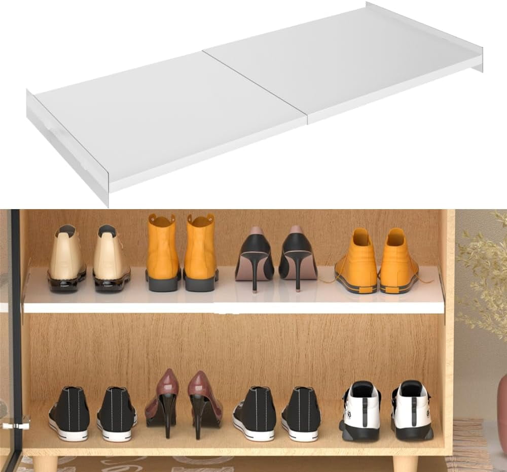 Slideep Adjustable Closet Shelf with Seamless Sticker, Metal Expandable ...