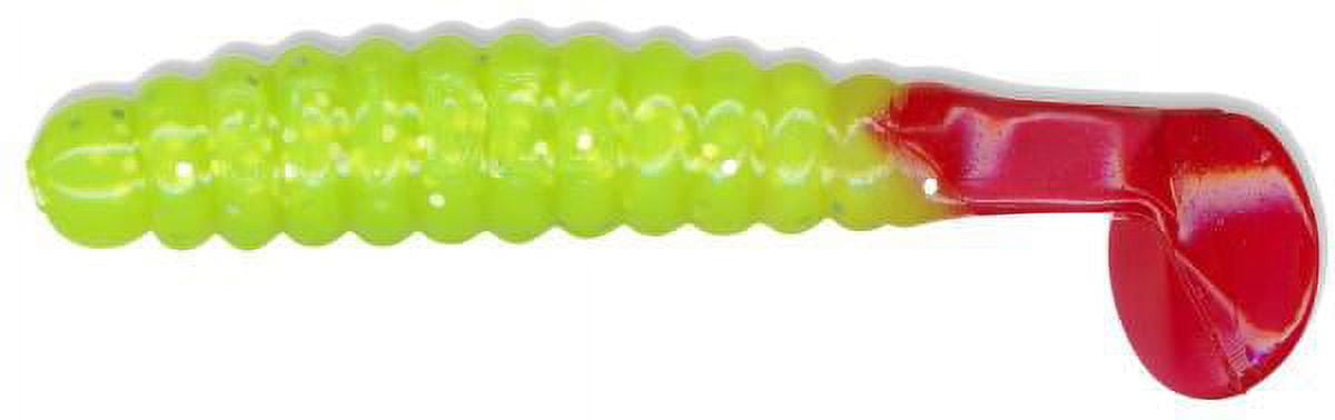 Slider Crappie Panfish Grub, 18, 1.5in, Chartreuse Glitter/Red ...