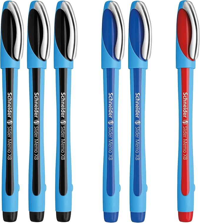 Slider Memo XB Ballpoint Pens by Schneider, Extra Bold Point, 6 Pens ...