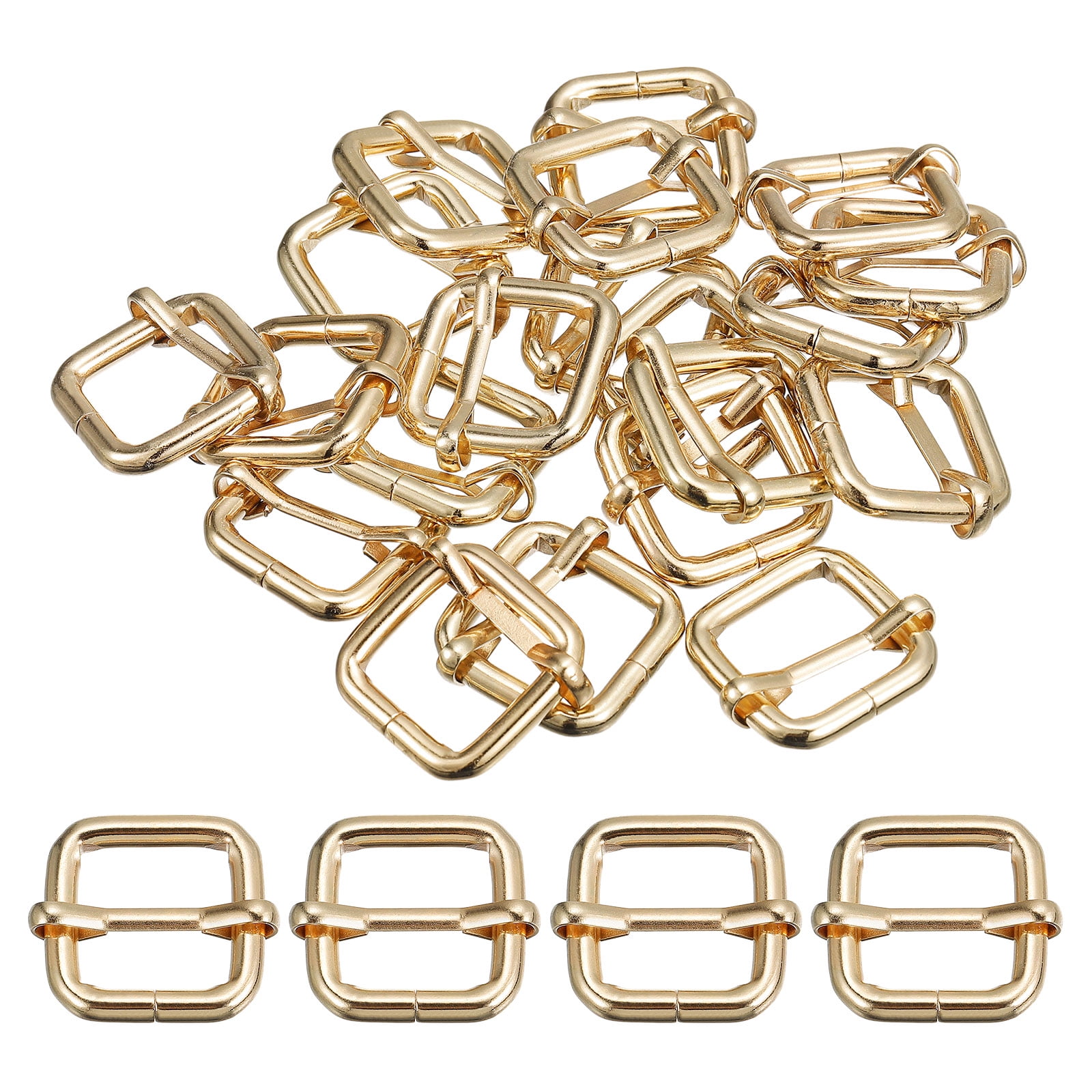 Slides Buckles, 20 Pack 20x20x4.8mm Metal Roller Pin Buckles, Gold Tone ...