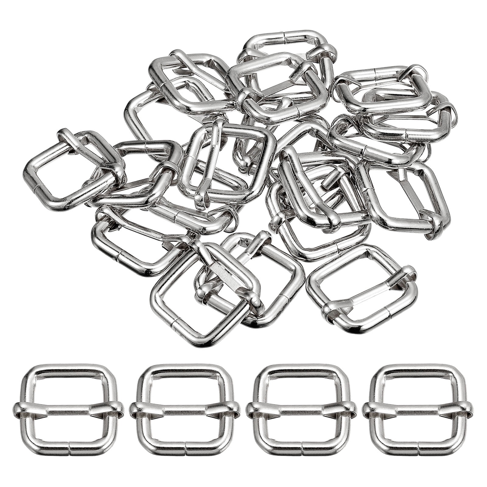Slides Buckles, 20 Pack 20x20x4.8mm Metal Roller Pin Buckles, Silver ...