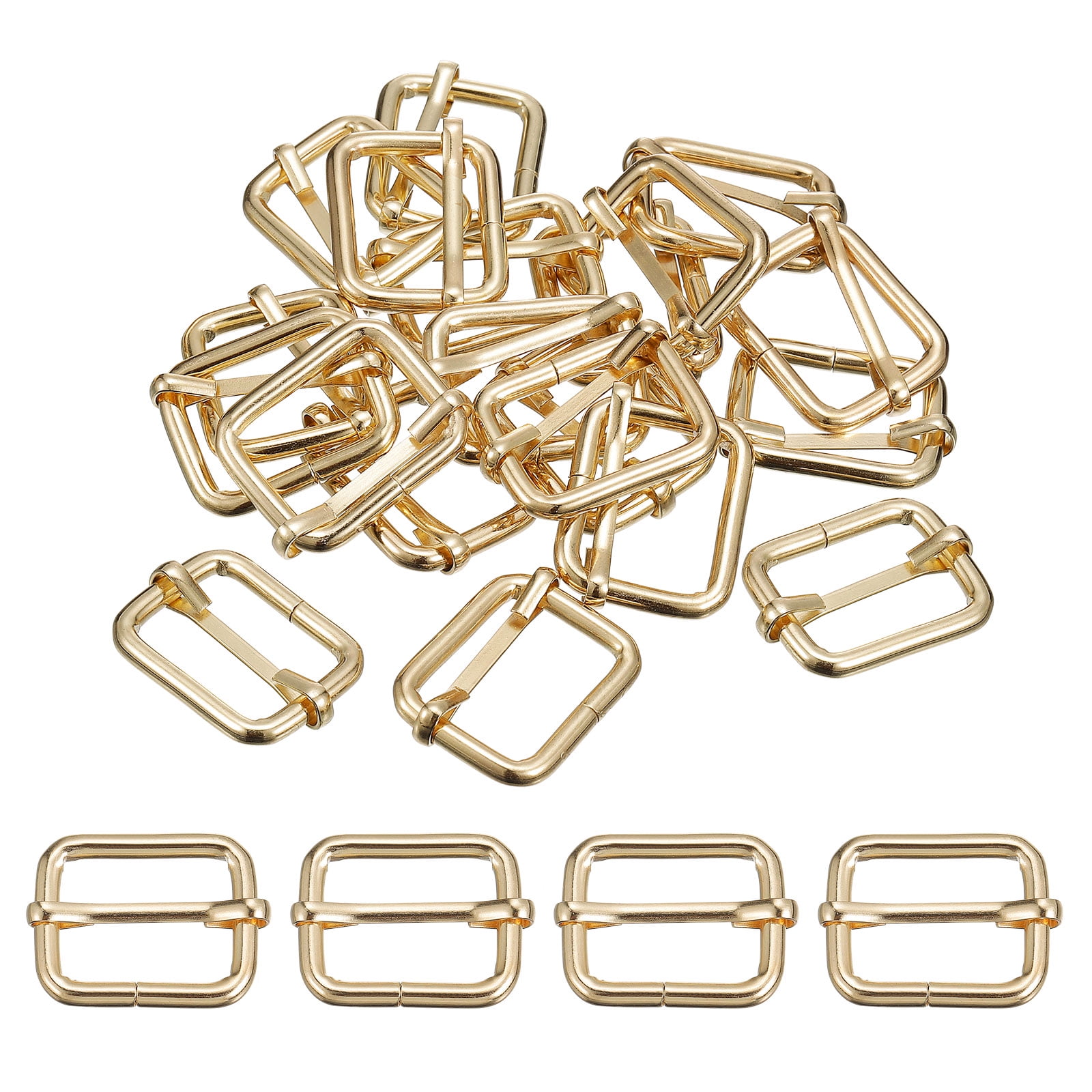 Slides Buckles, 20 Pack 25x20x3.8mm Metal Roller Pin Buckles, Gold Tone ...