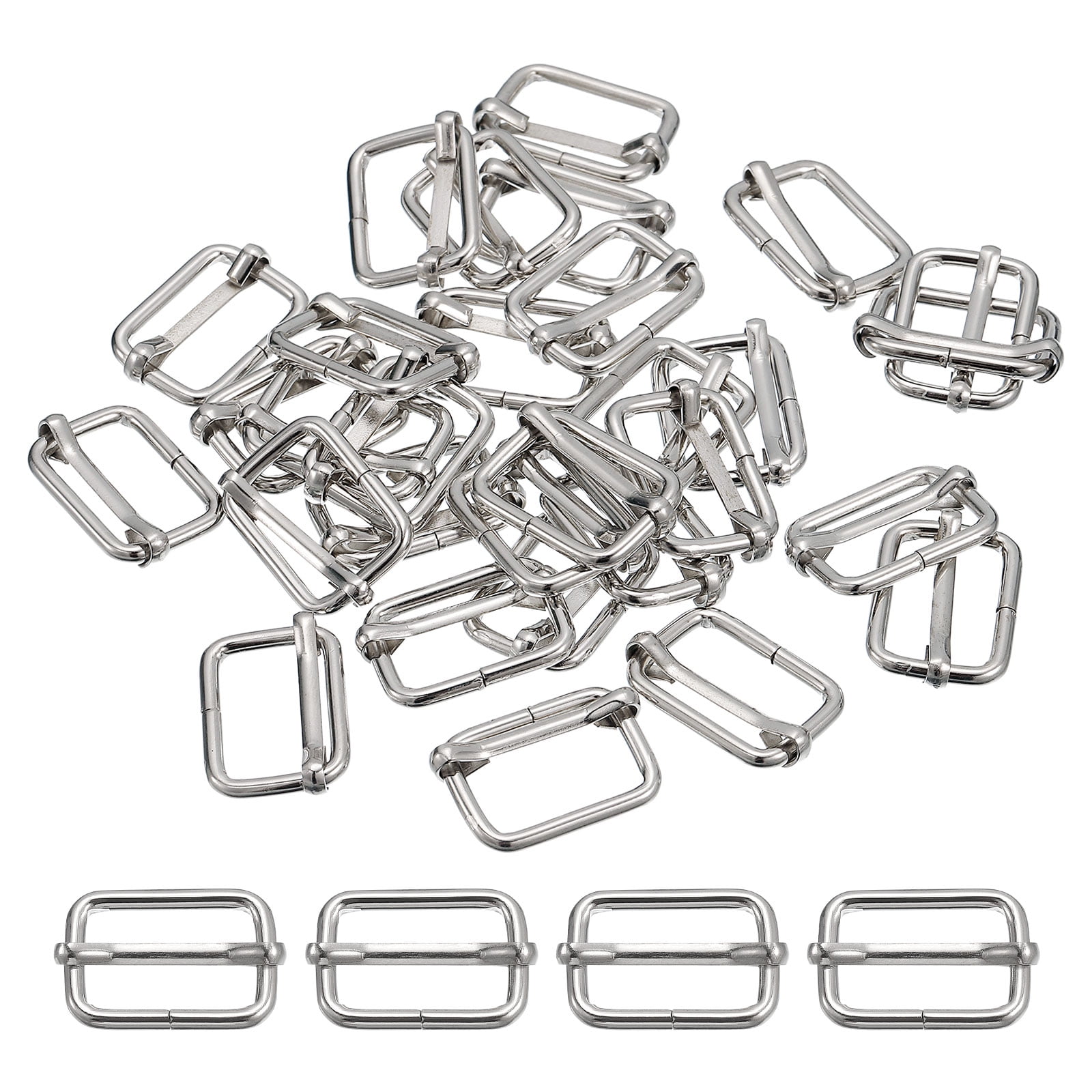 Slides Buckles, 30 Pack 20x13x2.8mm Metal Roller Pin Buckles, Silver ...