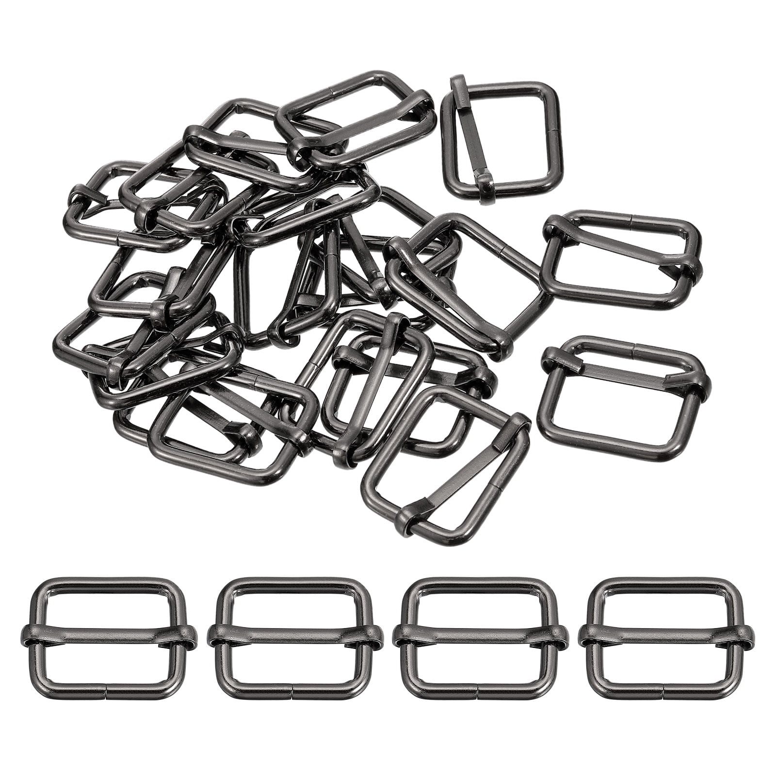 Slides Buckles, 30 Pack 25x20x3.8mm Metal Roller Pin Buckles, Dark Gray ...