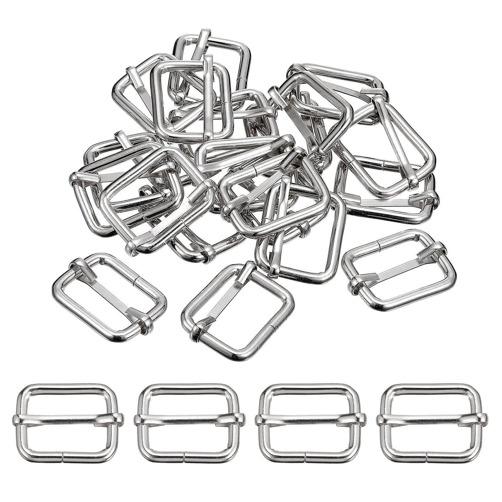 Slides Buckles, 30 Pack 25x20x3.8mm Metal Roller Pin Buckles, Silver ...