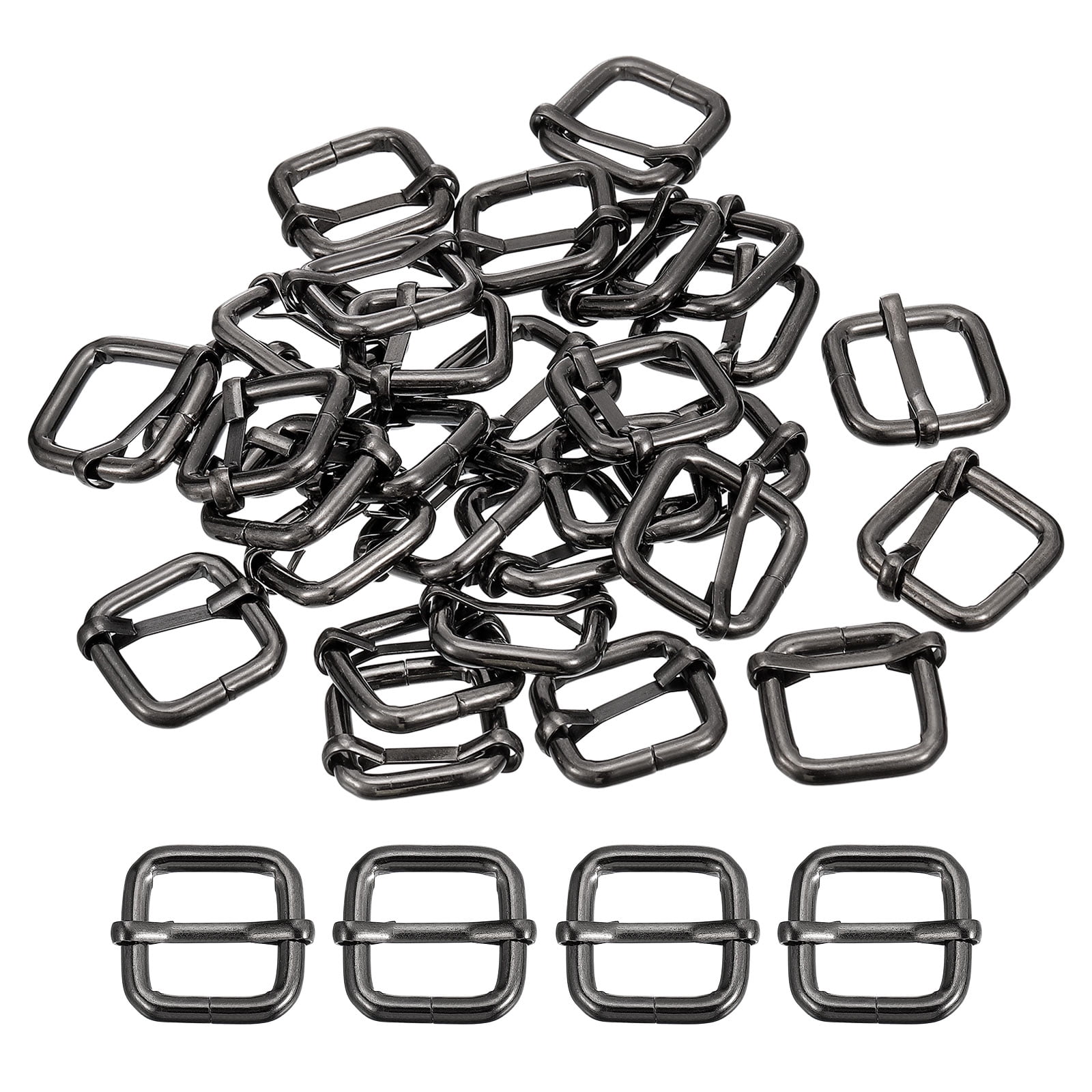 Slides Buckles, 40 Pack 15x15x3.8mm Metal Roller Pin Buckles, Dark Gray ...