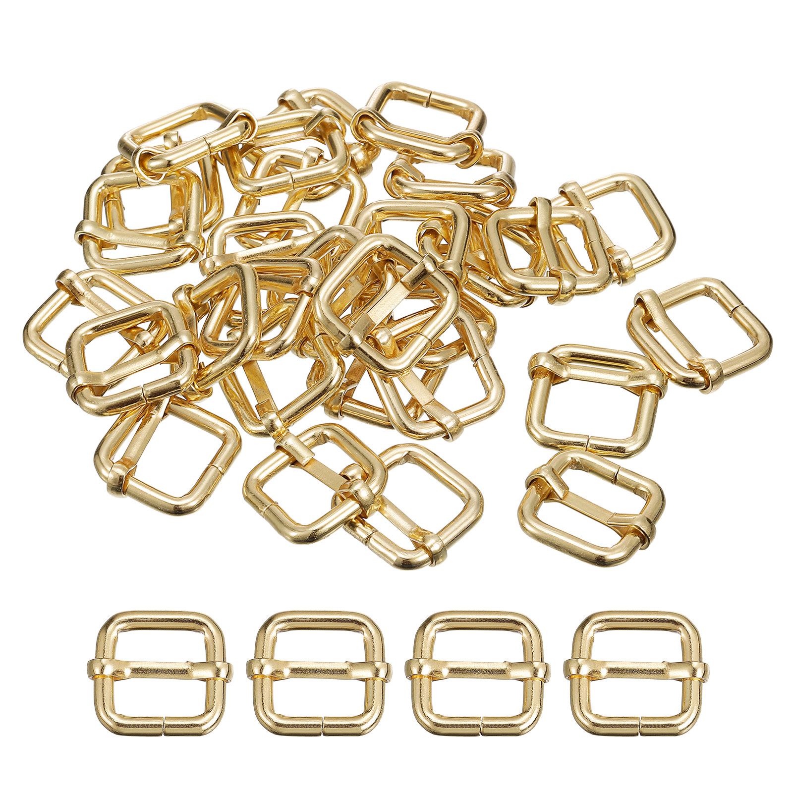 Slides Buckles, 40 Pack 15x15x3.8mm Metal Roller Pin Buckles, Gold Tone ...