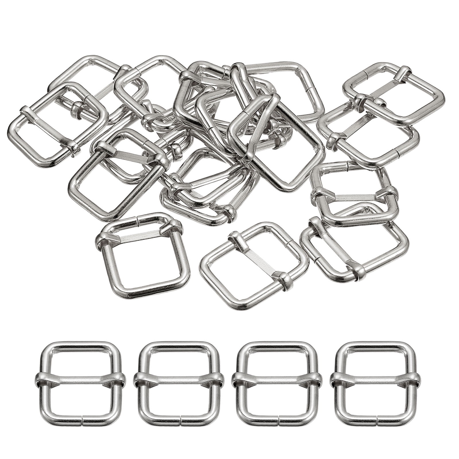 Slides Buckles, 40 Pack 20x25x3.8mm Metal Roller Pin Buckles, Silver ...