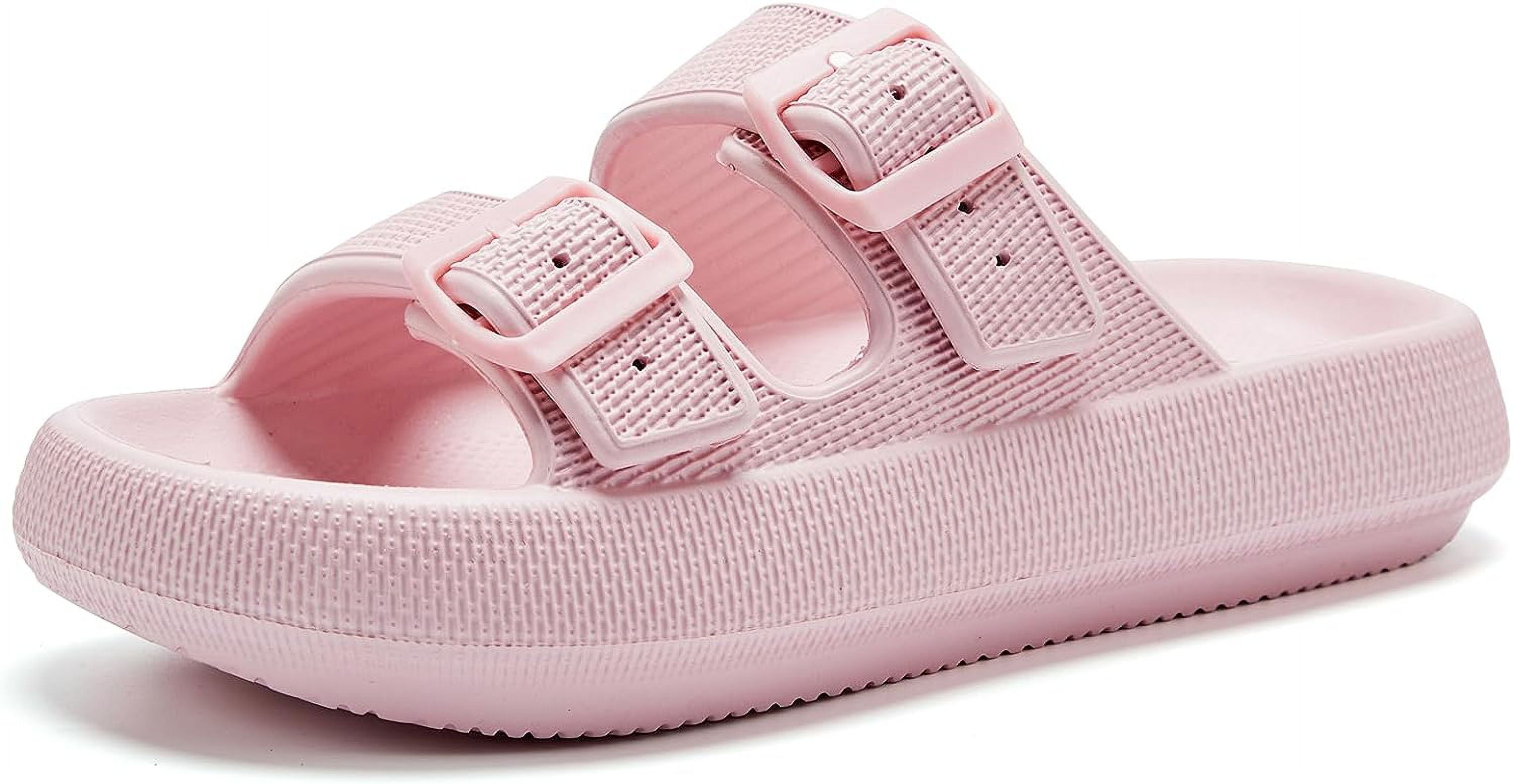 Slides for Women Men Pillow Slippers Double Buckle Adjustable Sandals ...