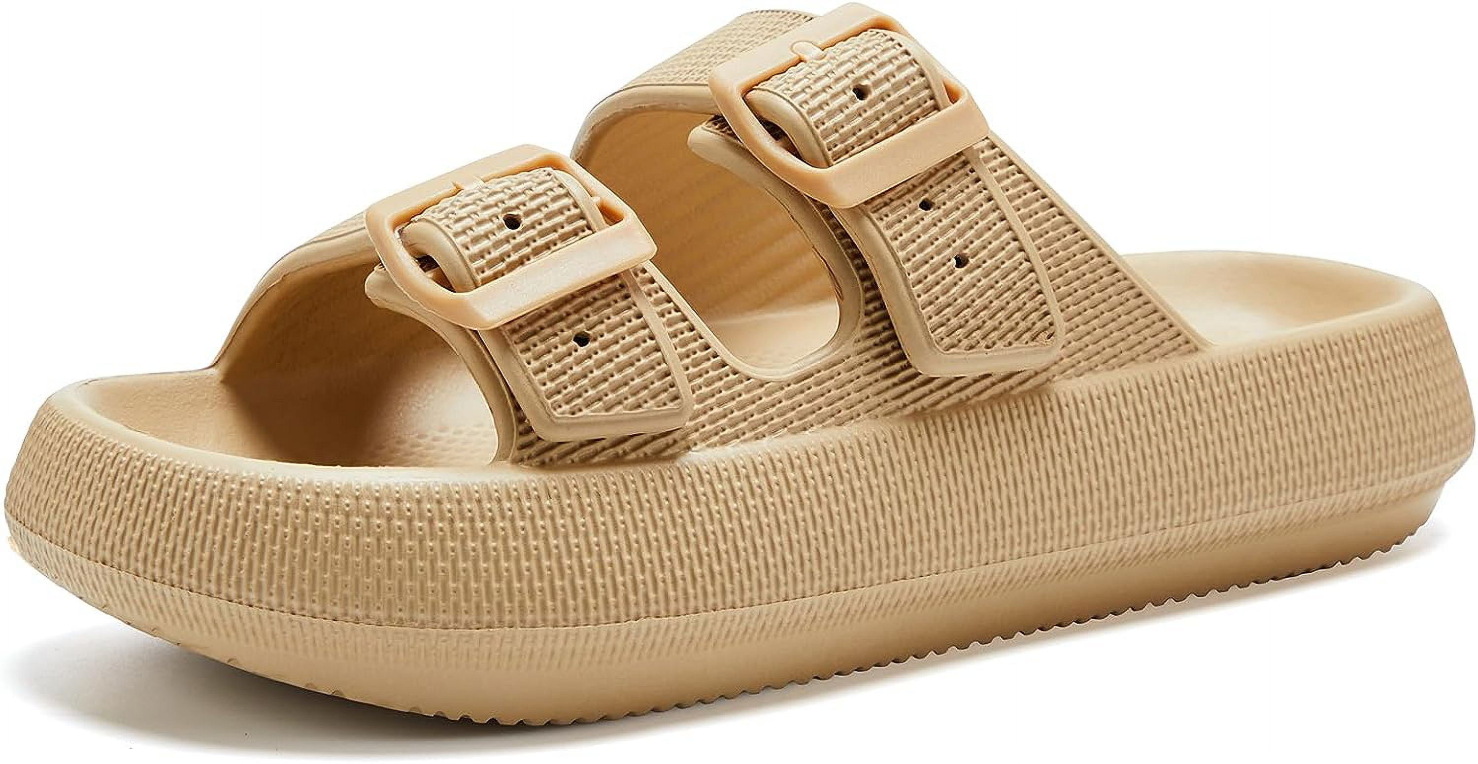 Slides for Women Men Pillow Slippers Double Buckle Adjustable Sandals ...