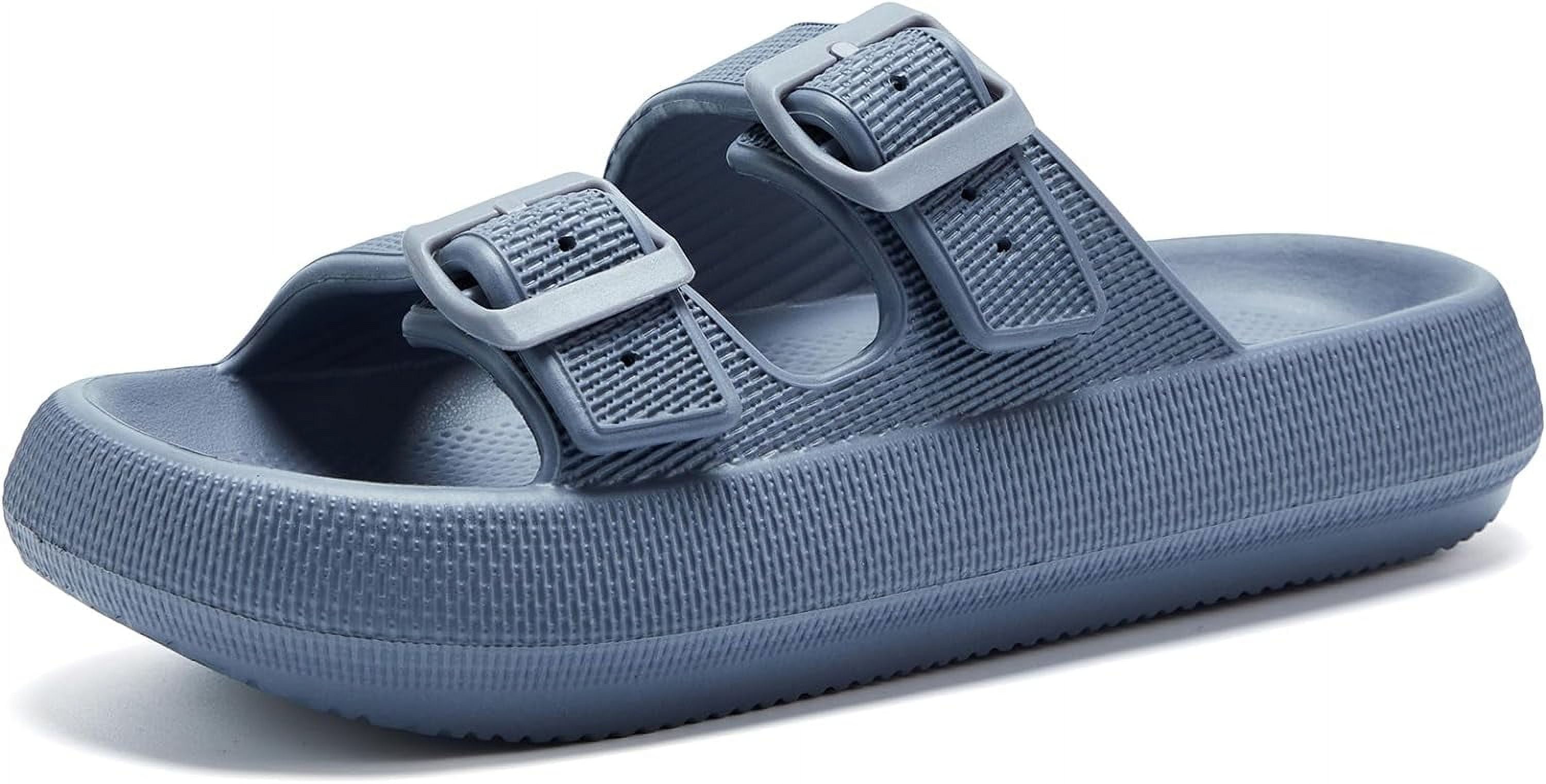 Slides for Women Men Pillow Slippers Double Buckle Adjustable Sandals ...