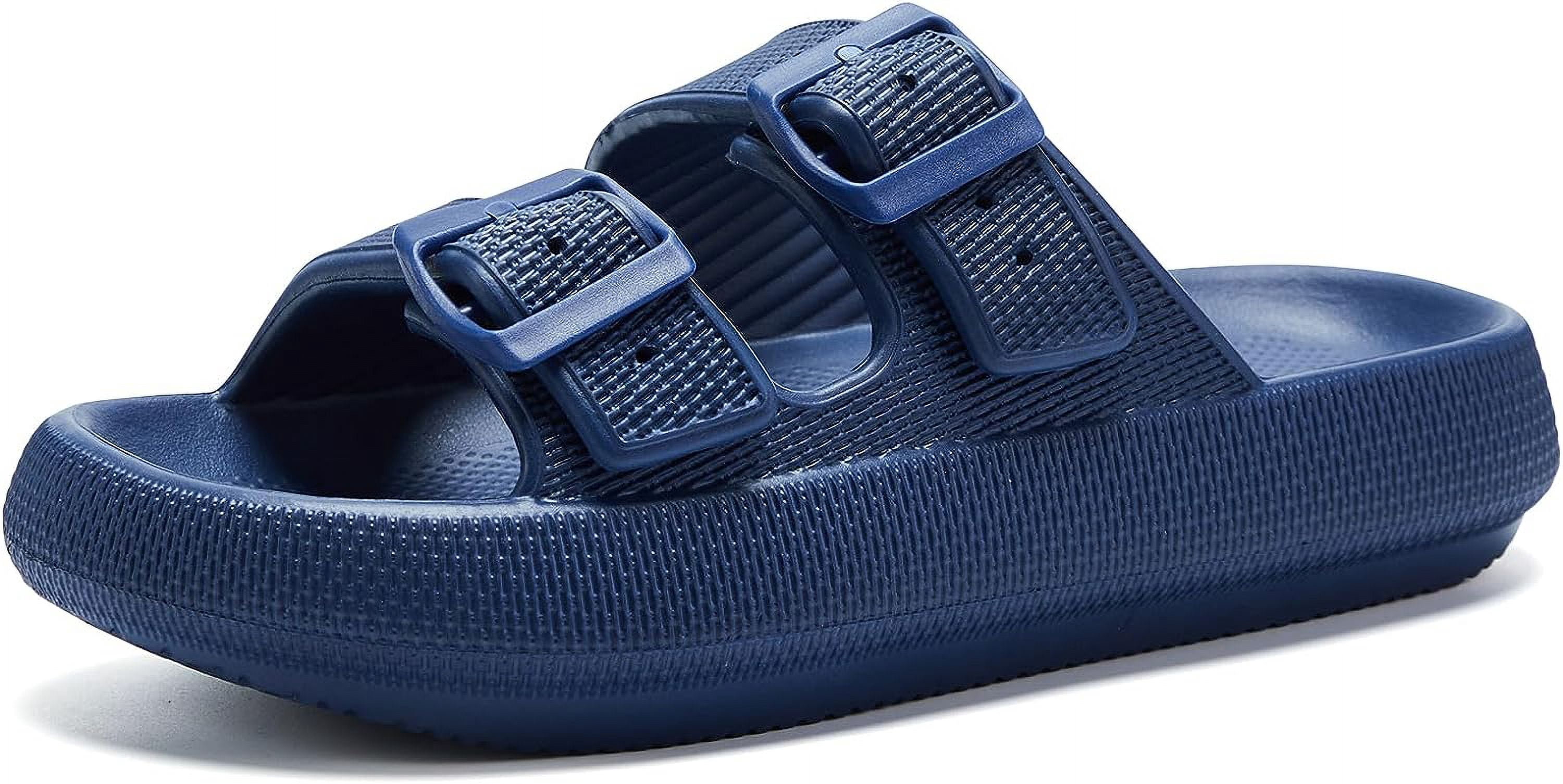 Slides for Women Men Pillow Slippers Double Buckle Adjustable Sandals ...