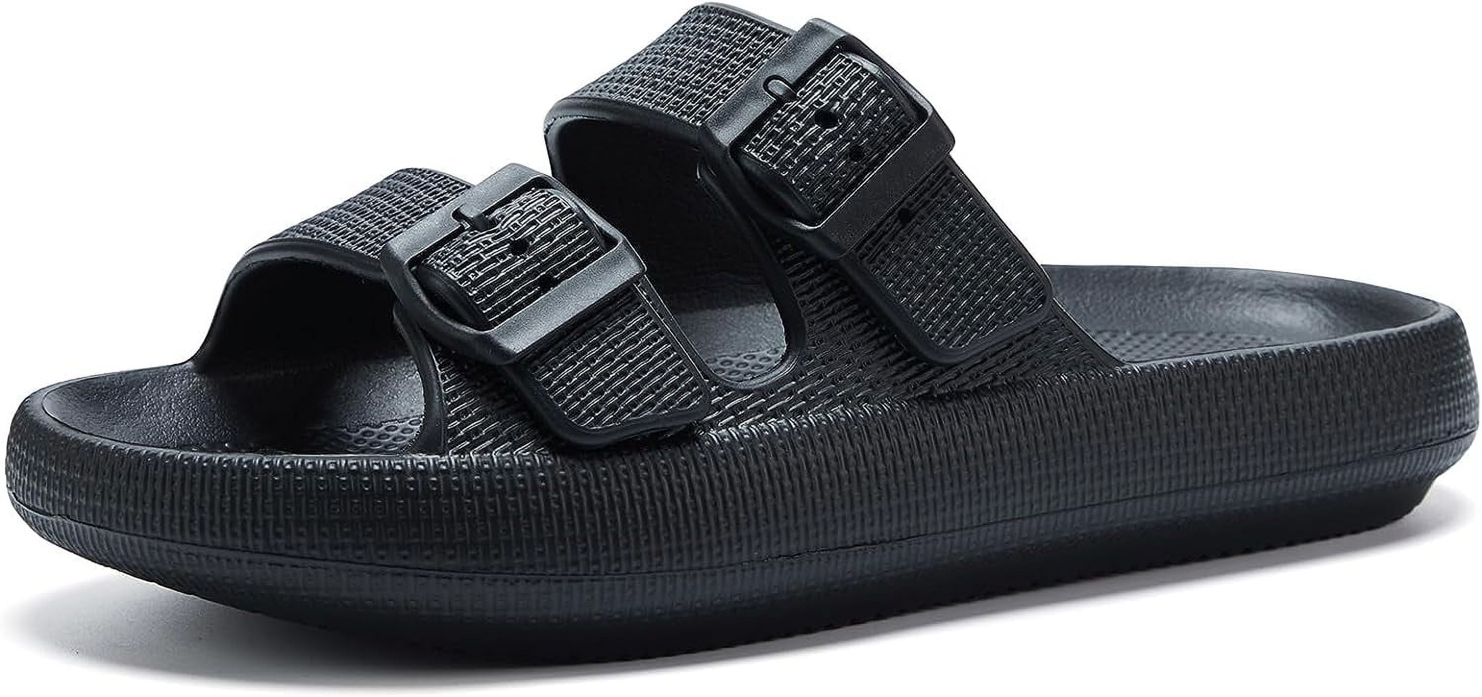 Slides for Women Men Pillow Slippers Double Buckle Adjustable Sandals ...