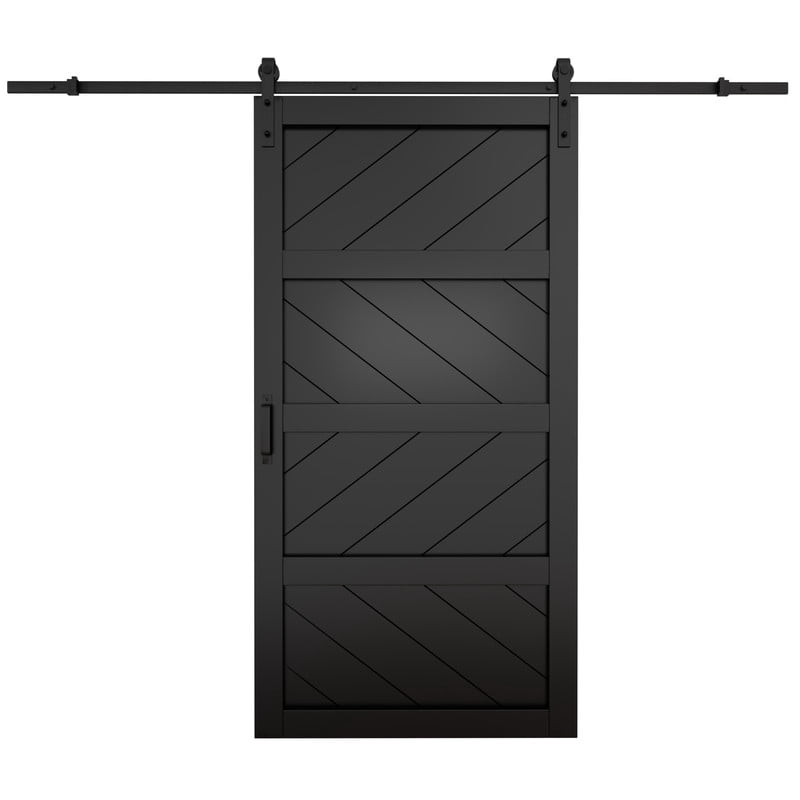Sliding Barn Door, 4 Waves Style, Solid Core MDF Wood & PVC Covered ...