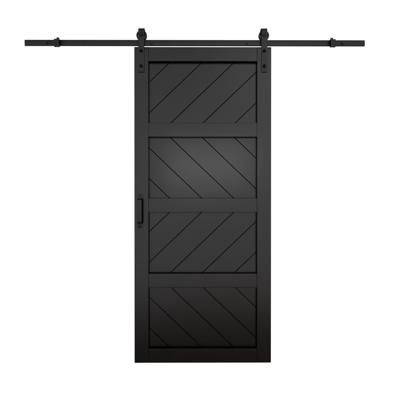 Sliding Barn Door, 4 Waves Style, Solid Core MDF Wood & PVC Covered ...