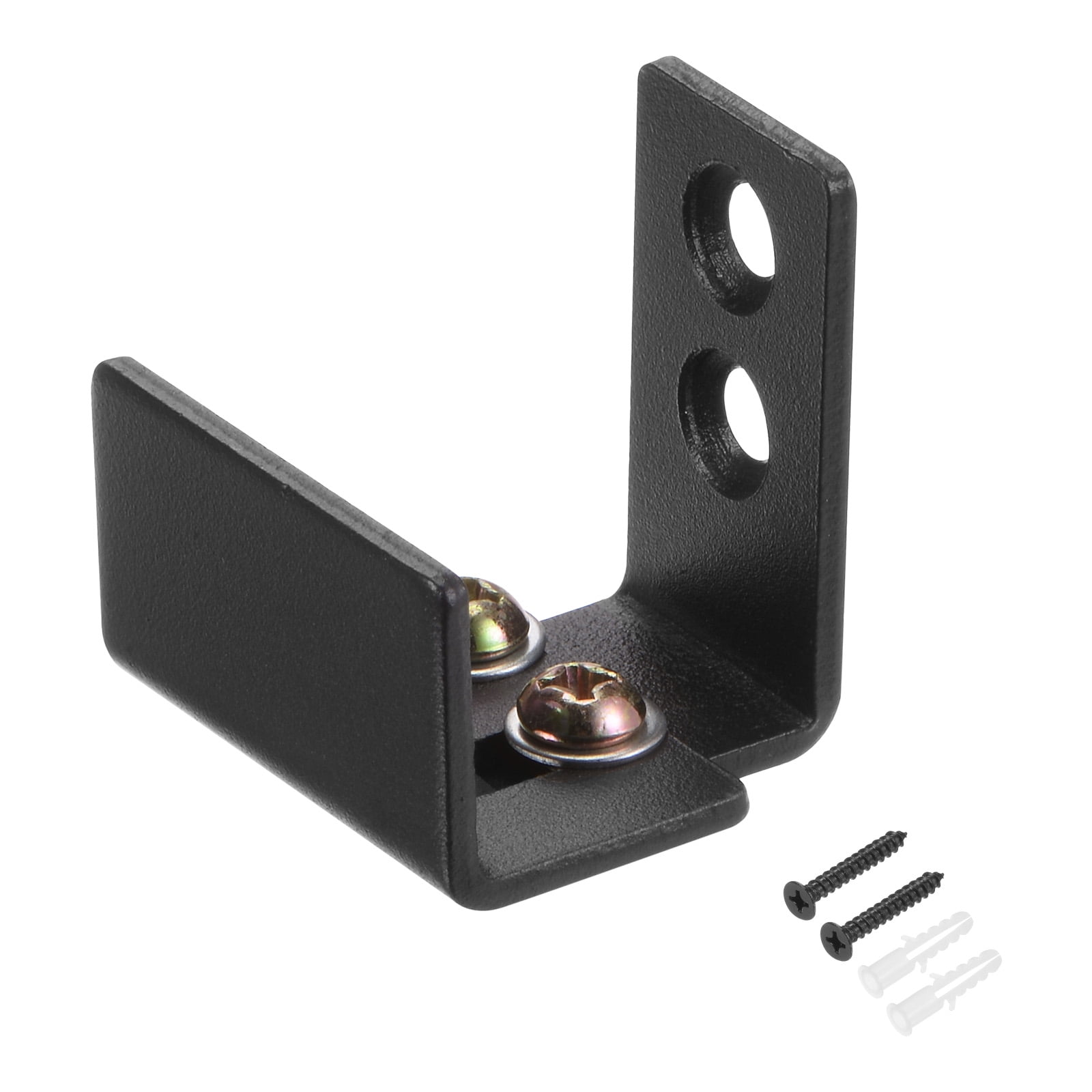 Sliding Barn Door Floor Guide Wall Mounted, (25mm-37mm) Flexible Adjustable U Bracket, Black ...