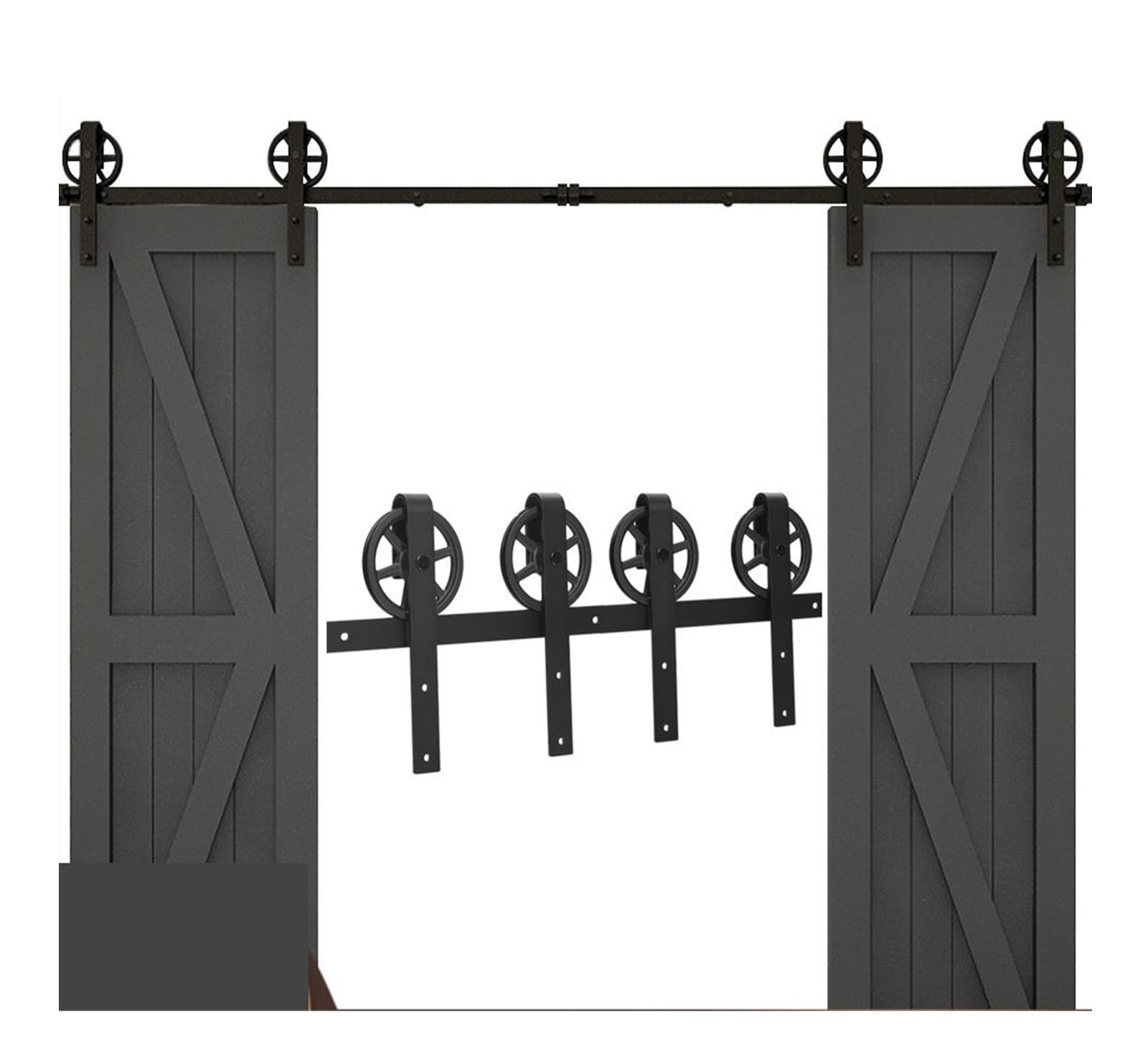 Sliding Barn Door Hardware Kit Heavy Duty Smoothly And Quietly Easy To ...