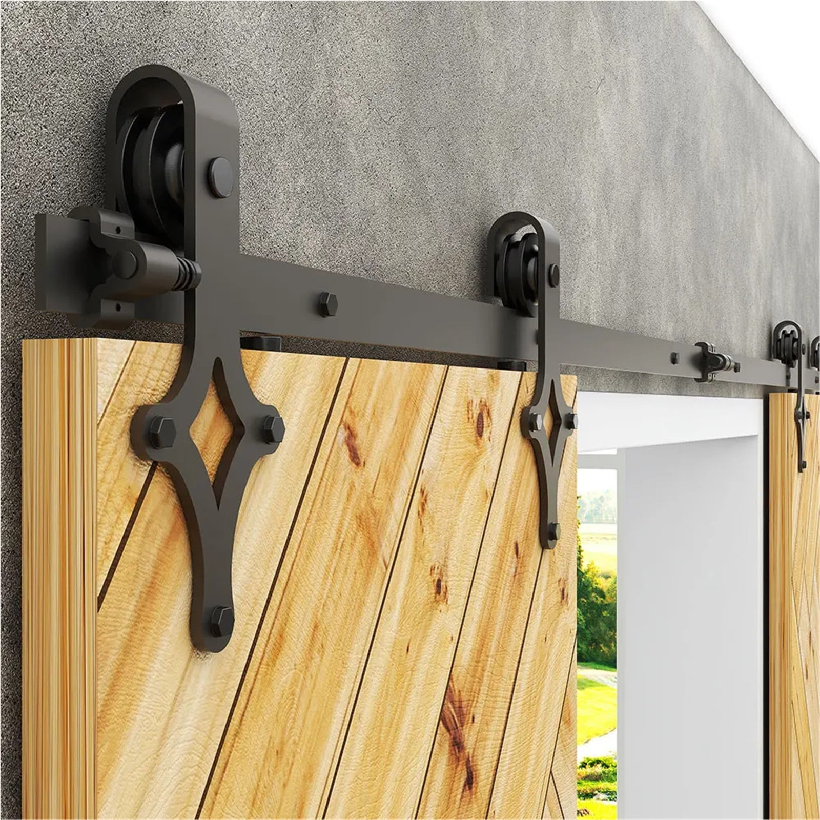Sliding Barn Door Hardware Kit Heavy Duty Smoothly and Quietly Easy to ...