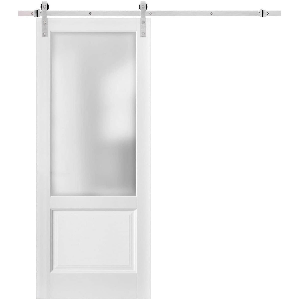 Sliding Barn Door with Hardware | Lucia 22 White Silk with Frosted ...