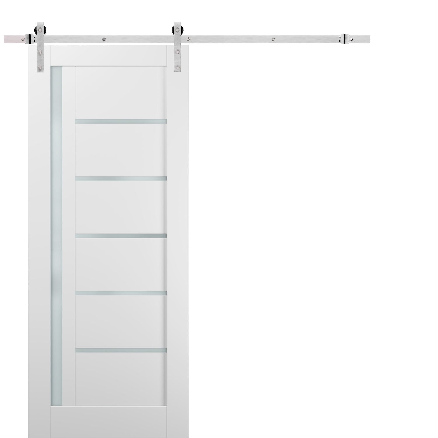 Sliding Barn Door | Quadro 4088 White Silk with Frosted Opaque Glass ...