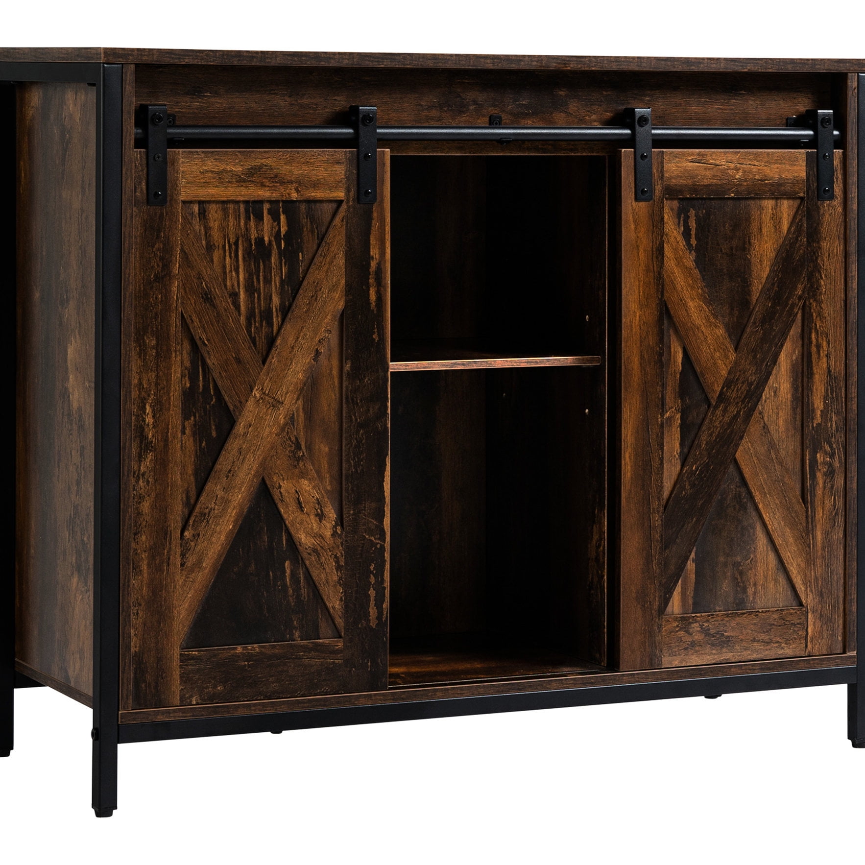 Sliding Barn Door Storage Cabinet with Adjustable Shelves - Offers ...