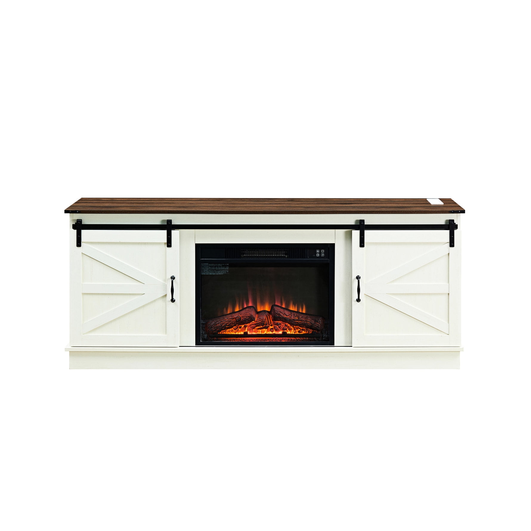 Sliding Barn Door TV Stand / With 2 Sockets & 1 USB Port / Heat ...