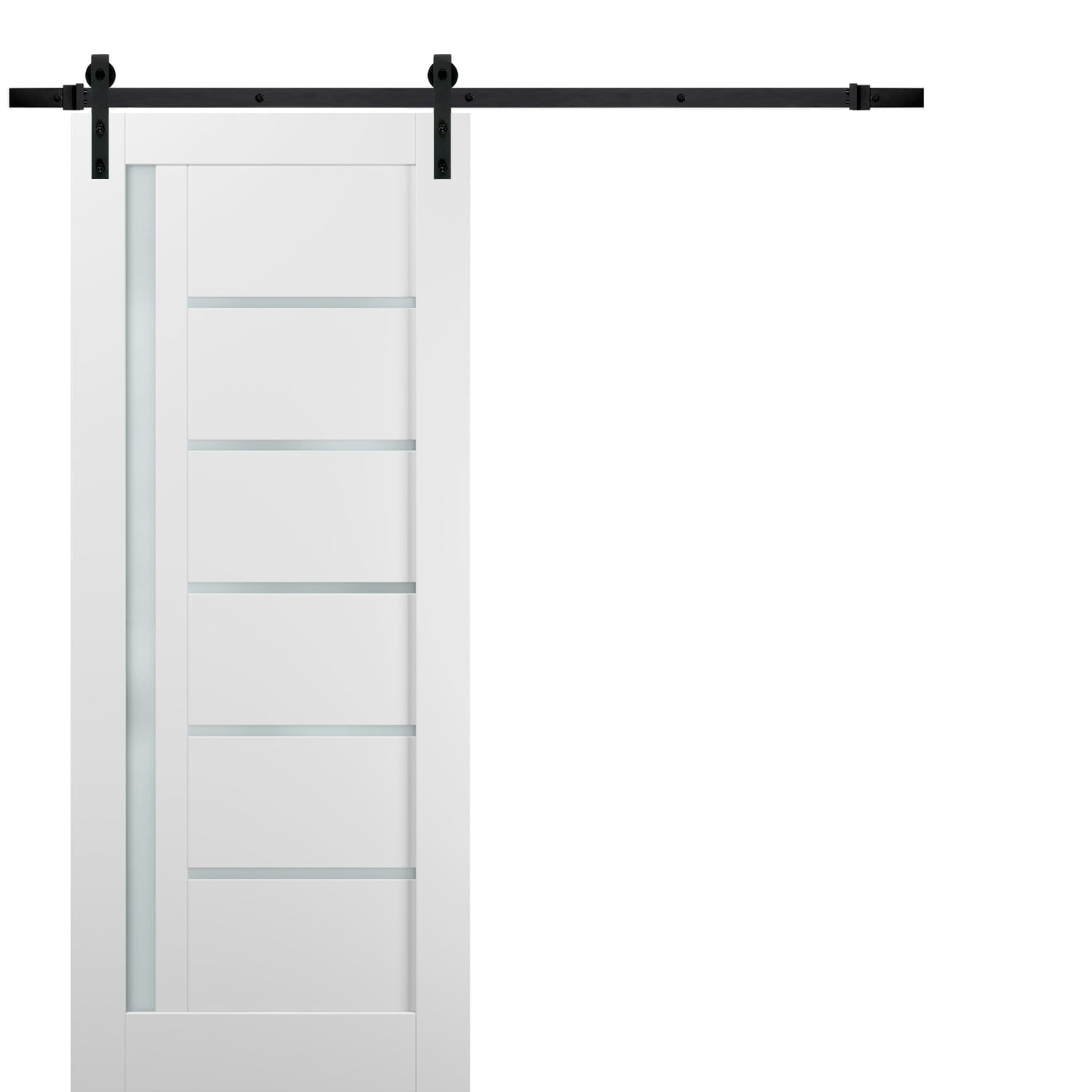Sliding Barn Door with Hardware | Quadro 4088 White Silk with Frosted ...